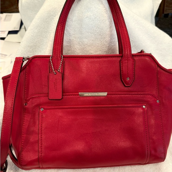 Coach | Bags | Coach Vibrant Red Leather Satchel | Poshmark
